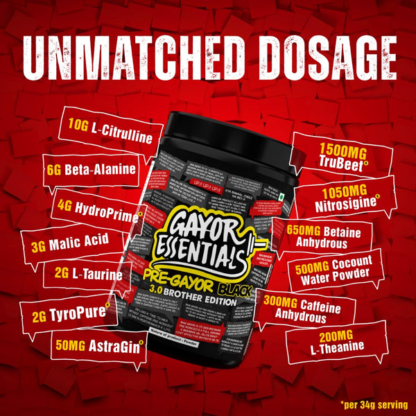 Pre Gayor Black 3.0 (Optimally Dosed Advanced Pre Workout Formula with ...
